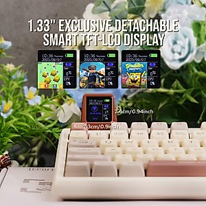 EPOMAKER RT100 97 Keys Gasket BT5.0/2.4G/USB-C Mechanical Gaming Keyboard with Customizable Display Screen, Knob, Hot Swappable Socket, 5000mAh Battery for Win/Mac (Flamingo Switch)