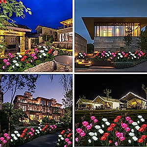 Anordsem Solar Garden Lights Outdoor,2 Pack Solar Flowers Roses Lights Garden Decorative, Waterproof Solar Garden Lights for Garden Lawn Patio Backyard Pathway Christmas Walkway (White