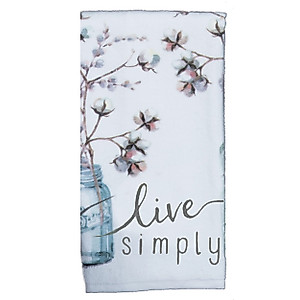 Kitchen Linens Set: Bundle Includes 1 Oven Mitt, 1 Potholder, 2 Kitchen Towels - Live Simply and Today is a Good Day Designs by Lisa Audit