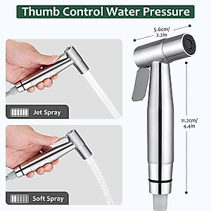 JiGiU Bidet Sprayer for Toilet Handheld Bidet Sprayer Set Stainless Steel Spray Gun and Shower Sprayer Shattaf Toilet Attachment with Hose Easy to Install for Feminine, Baby Cloth, Diaper, Pet or Car