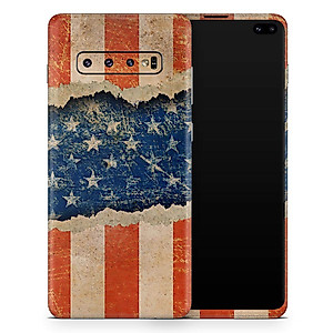 DesignSkinz Scratched Surface Peeled American Flag Protective Vinyl Decal Wrap Skin Cover Compatible with The Samsung Galaxy S20 (Screen Trim & Back Glass Skin)