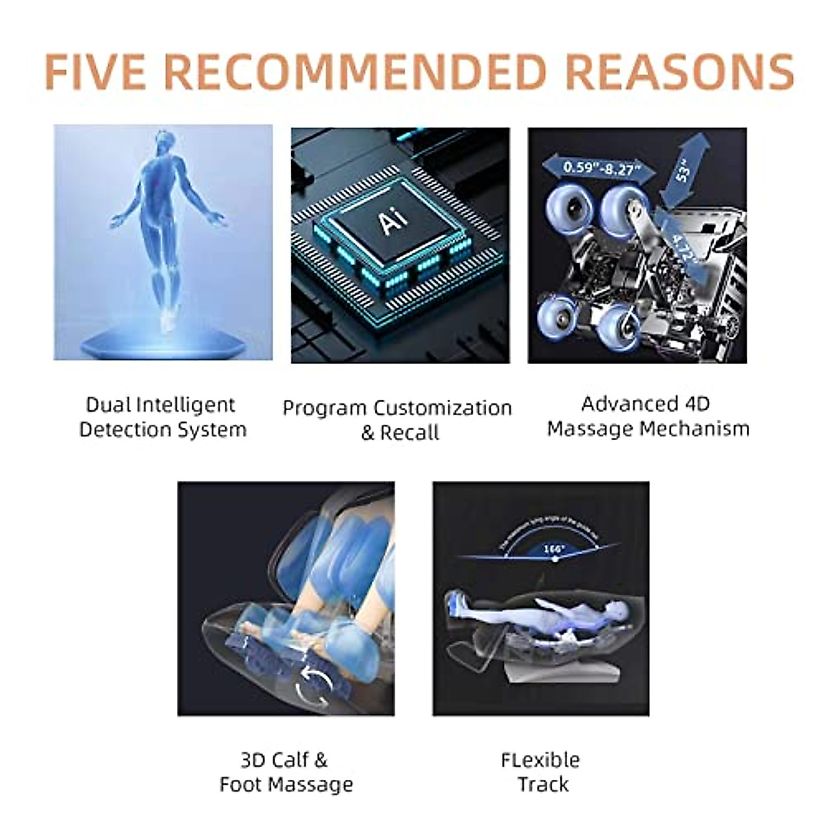 Alfine 4D Yoga Queen Massage Chair, Full Body Recliner with Flexible SL Track, Automatic Footrest Extension, 3D Calf & Foot Massage, Program Customization & Recall (Beige)