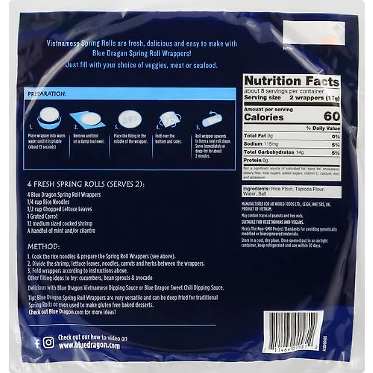 Blue Dragon Spring Roll Wrapper oz, 4.7 Ounce