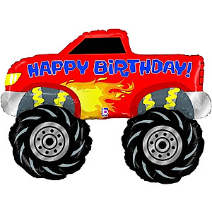 Monster Truck Rally Party Supplies Birthday Balloon Bouquet Decorations 3 Trucks