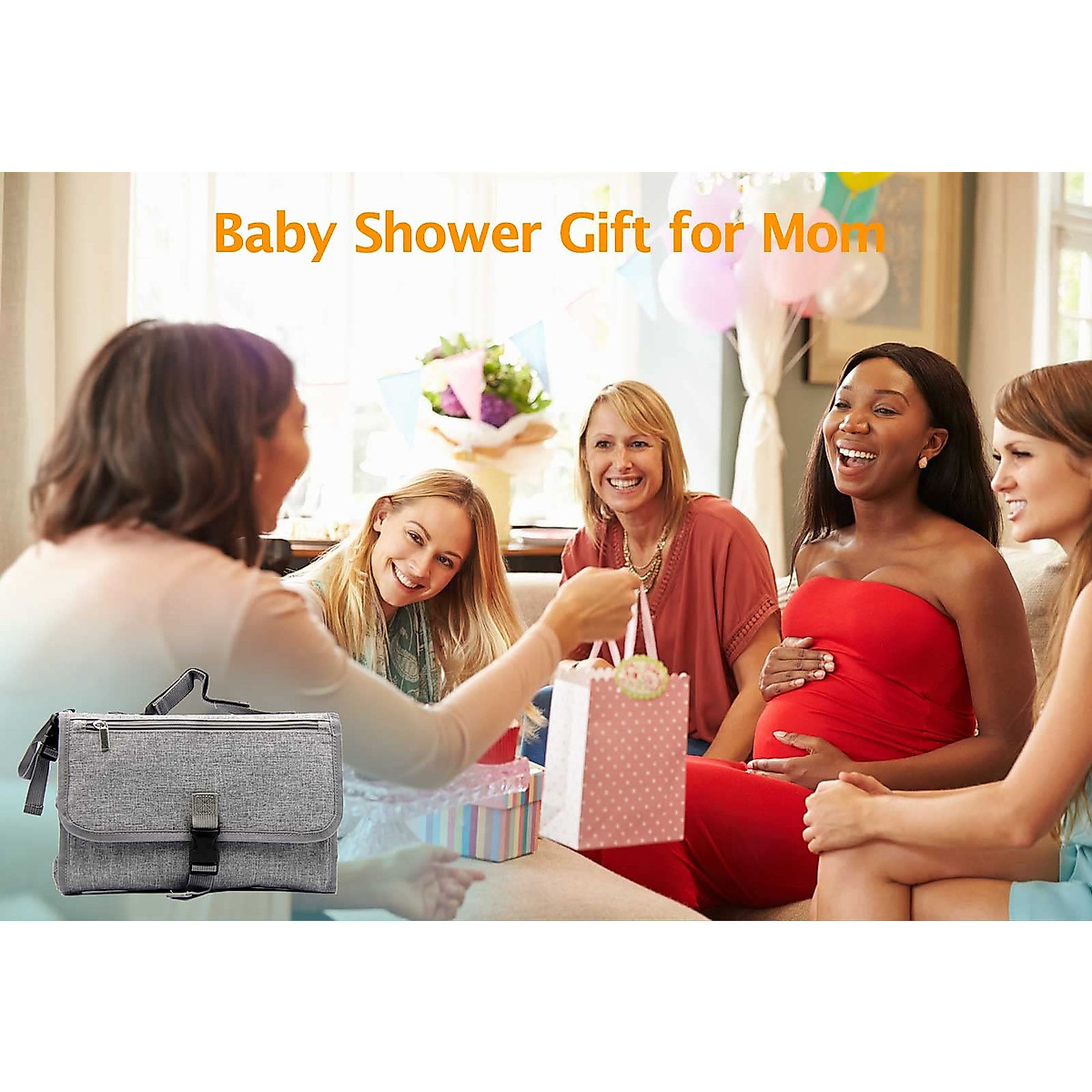 Portable Changing Pad - Detachable Travel Changing Pad with Head Pillow and Baby Wipes Pocket - Fully Padded, Extended Cushioned Portable Diaper Changing Pad, Lightweight & Waterproof Grey