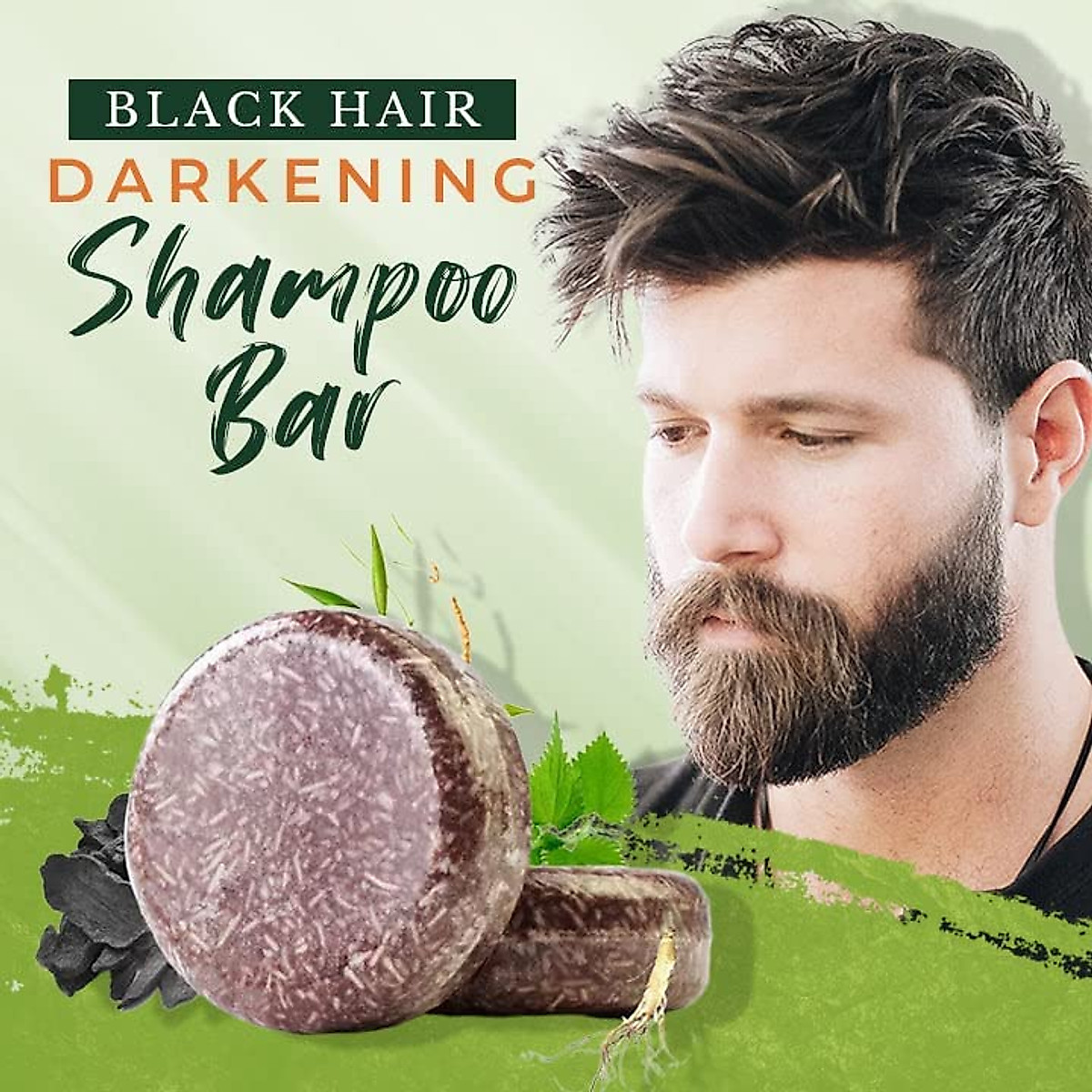 Black Hair Darkening Shampoo Bar, Black Hair Darkening Soap, Black Hair Darkening Shampoo, A Good Helper for Moisturize and Repair Hair Damages (1 Pcs)