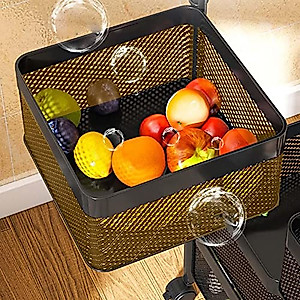 Leefasy Rotating Kitchen Rack Fruits Vegetables Organizer Shelves Shelving Wheeled Cart Storage Carts for Laundry Room Kitchen Garage, 3 Tiers and Black