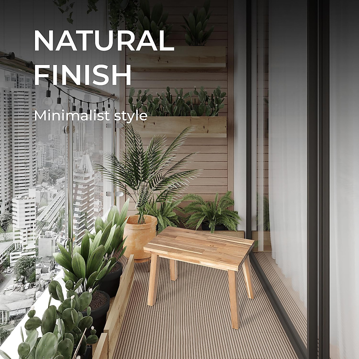 ARROWSTONE Bench 100% Solid Acacia Wood, Backless, Wax Galvanized Finish, Easy Assembly, End Table Wooden Bench Furniture for Plant, Dining Room, Entryway, Indoor (26 inches)