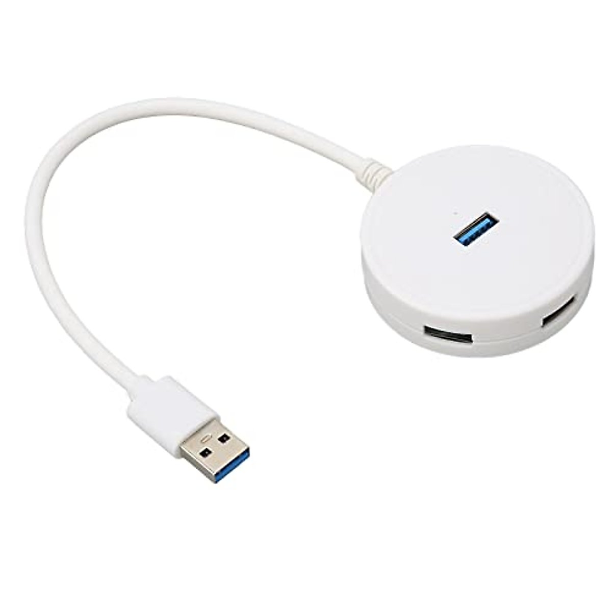USB 3.0 Hub, 4 Port Hub 5Gbps Transmission White Plug and Play for Windows for OS X for Linux