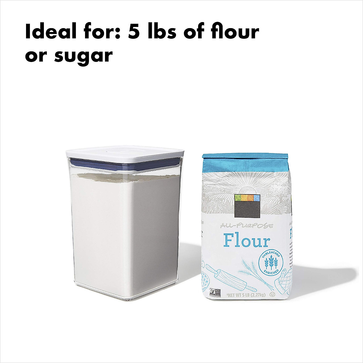 OXO Good Grips POP Container Bundle - Airtight Food Storage Containers - Big Square Medium 4.4 Qt and 1.7 Qt Rectangle