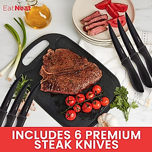 EatNeat Kitchen Knife Set with Cutting Board - EatNeat 5-Pack of Glass Food Storage Containers with Airtight Snap Locking Lids to Keep Food Fresh