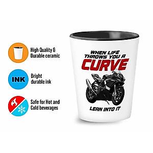 Bubble Hugs Rider Shot Glass 1.5oz - When ife Throws You A Curve - Bicycle Mountain Bike Activities Rider Outdoor Pedal Dirt Race Uphill Travelers