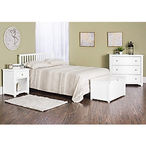 Child Craft London 4-in-1 Convertible Crib, Baby Crib Converts to Day Bed, Toddler Bed and Full Size Bed, 3 Adjustable Mattress Positions, Non-Toxic, Baby Safe Finish (Matte White)