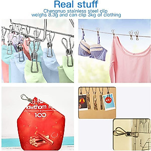 150 Pack Stainless Steel Cloth Pin, Clothesline Hook for Socks Towel Bag Scarfs Hang Drying Rack Tool, Laundry Kitchen Cord Wire Line Clothespins Pegs, File Paper Bookmark S Binder Metal Clip