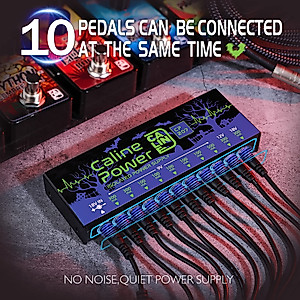 Caline CP-207 Guitar Pedal Power Supply, True Isolated Pedal Board Power Supply with 10 Totally Isolated DC 9V/12V/18V Outputs(100mA/300mA/500mA), Noiselessly