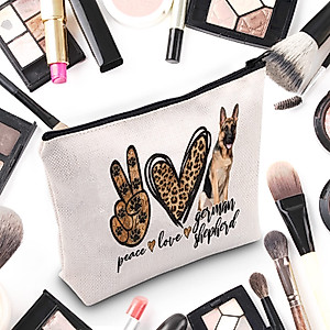 WZMPA Funny German Shepherd Cosmetic Bag German Shepherd Lover Gift Peace Love German Shepherd Makeup Zipper Pouch Bag Dog Lover Gift (Peace German Shepherd)