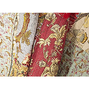 Chezmoi Collection Leslie 3-Piece Floral Patchwork Pre-Washed 100% Cotton Quilt Set, Queen