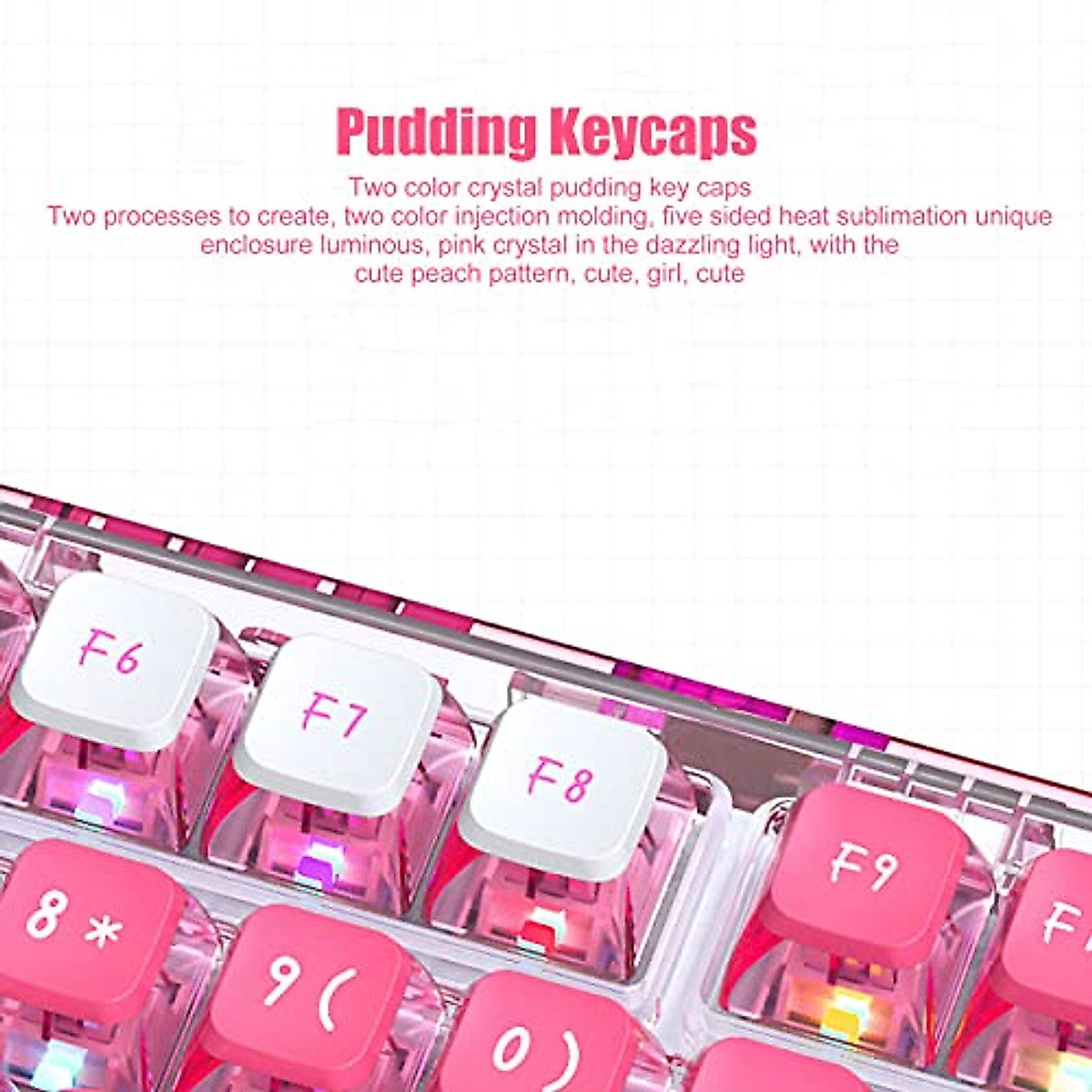 Luqeeg Wireless Mechanical Keyboard, 80 Keys Wireless Bluetooth Gaming Keyboard with RGB Backlight Compact Gaming Keyboard with 2 Layer Keycap Design, for Computer, Desktop, PC, Notebook