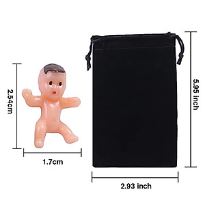 Elcoho 120 Pieces Mini Plastic Baby Favor Supplies with Velvet Bag for Baby Shower Ice Cube Game and Party Decoretions, 1 Inch