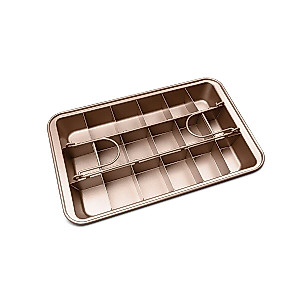 Kofebe Brownie Pan, Non-Stick Brownie Baking Pan with Dividers, Brownie Cutter,Brownie Tray,18 Pre-slice Brownie Baking Tray 12 X 8 X 2‘’