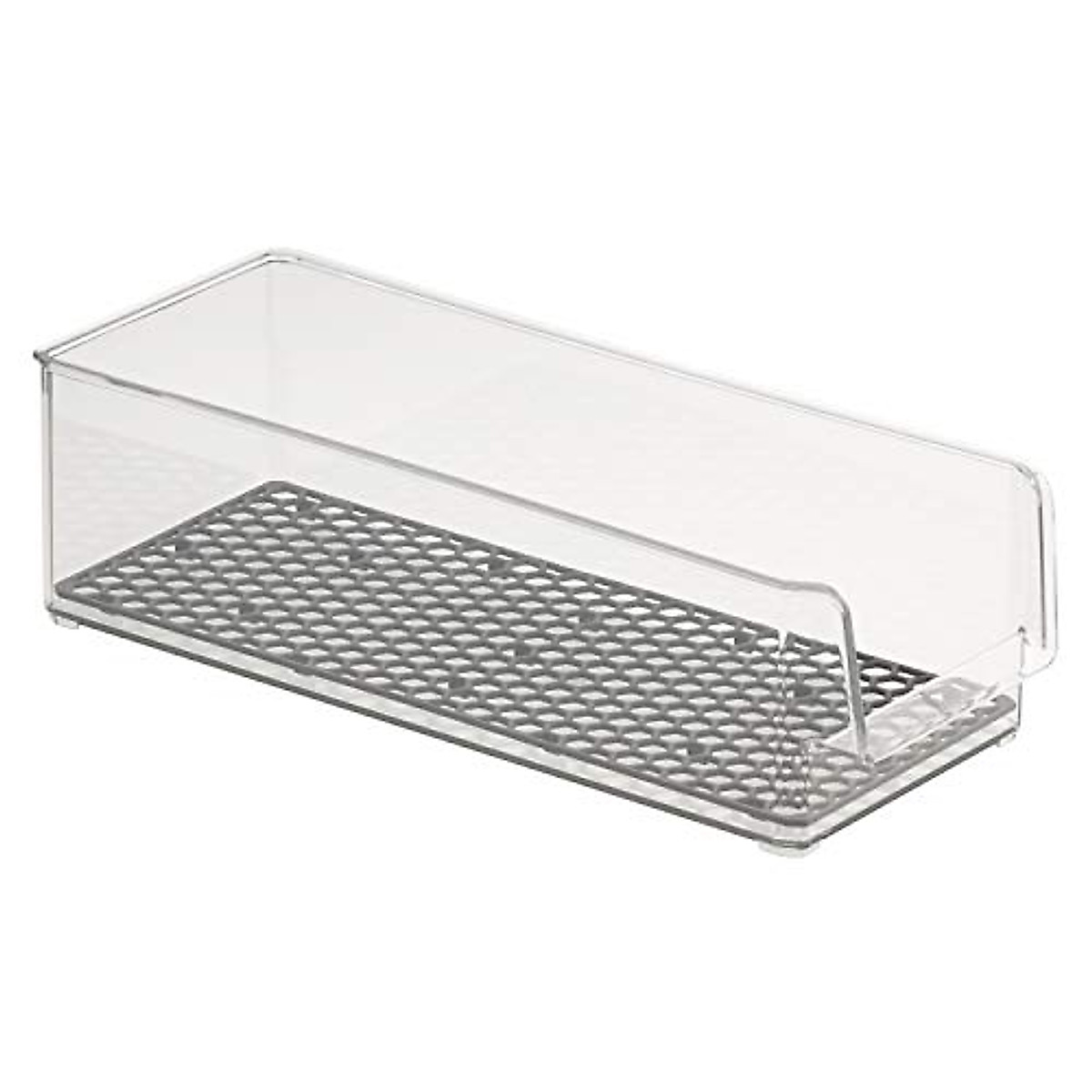 Spectrum Diversified Hexa in-Fridge Large Refrigerator Bin for Storage and Organization of Fruit Vegetables Produce and More, 15 x 6 x 4.25, Clear/Dark Gray