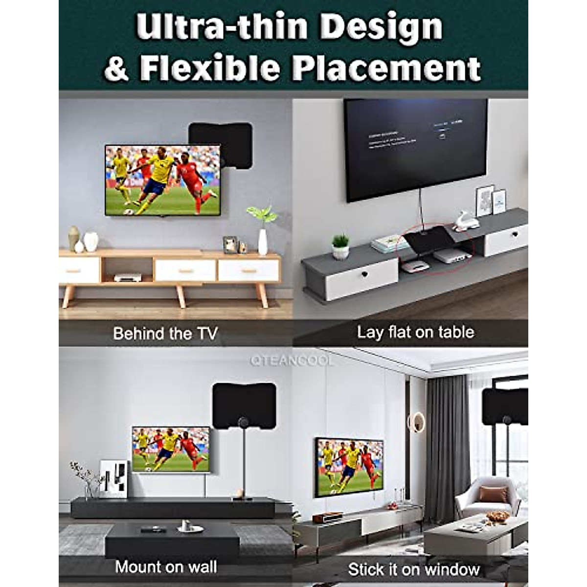 TV Antenna for Smart TV, TV Antenna Indoor 380+ Miles Long Range, Antenna TV Digital HD Indoor Support 4K 1080p UHF VHF FM, Digital Antenna for TV for Local Channels, TV Antenna Amplifier Booster