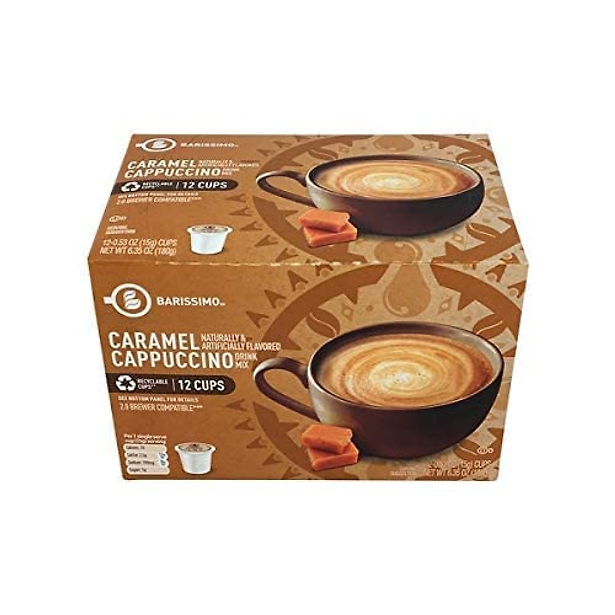 Barissimo Cappuccino Coffee Cocoa Pods 2 Pack K-Cup Compatible (Caramel Cappuccino And French Vanilla Cappuccino)