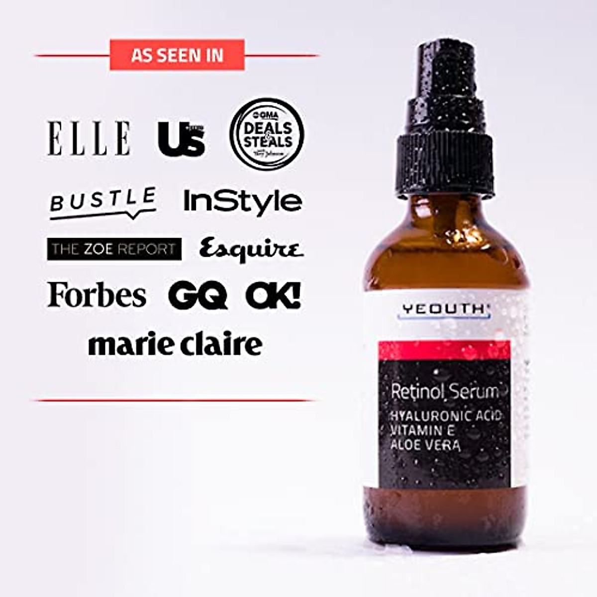 YEOUTH Retinol Serum for Face with Hyaluronic Acid & Vitamin E, Hydrating Retinol for Face, Night Serum Suitable for All Skin Types 2oz