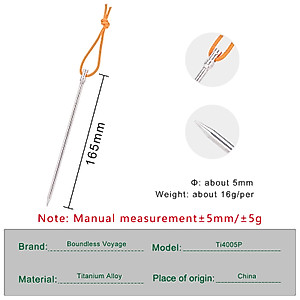 iBasingo 8pcs/lot Titanium Alloy Pegs 16.5cm Camping Tent Stakes Portable Tent Nails for Picnic Hiking Backpacking Ti4005P