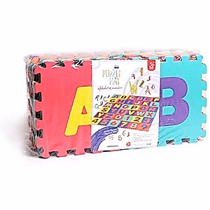 Alphabet & Numbers Rubber EVA Foam Puzzle Play Mat Floor. 36 Interlocking playmat Tiles (Tile:12X12 Inch/36 Sq.feet Coverage). Ideal for Crawling Baby, Infant, Classroom, Toddlers, Kids, Gym Workout