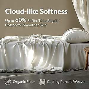 Eucalyptus Tencel Lyocell Pillow Cases - Cooling, Light, Temperature Regulating, Skin-Friendly Pillow Cover - Thin, Crisp and Breathable Percale Pillowcases - (Ivory, King)