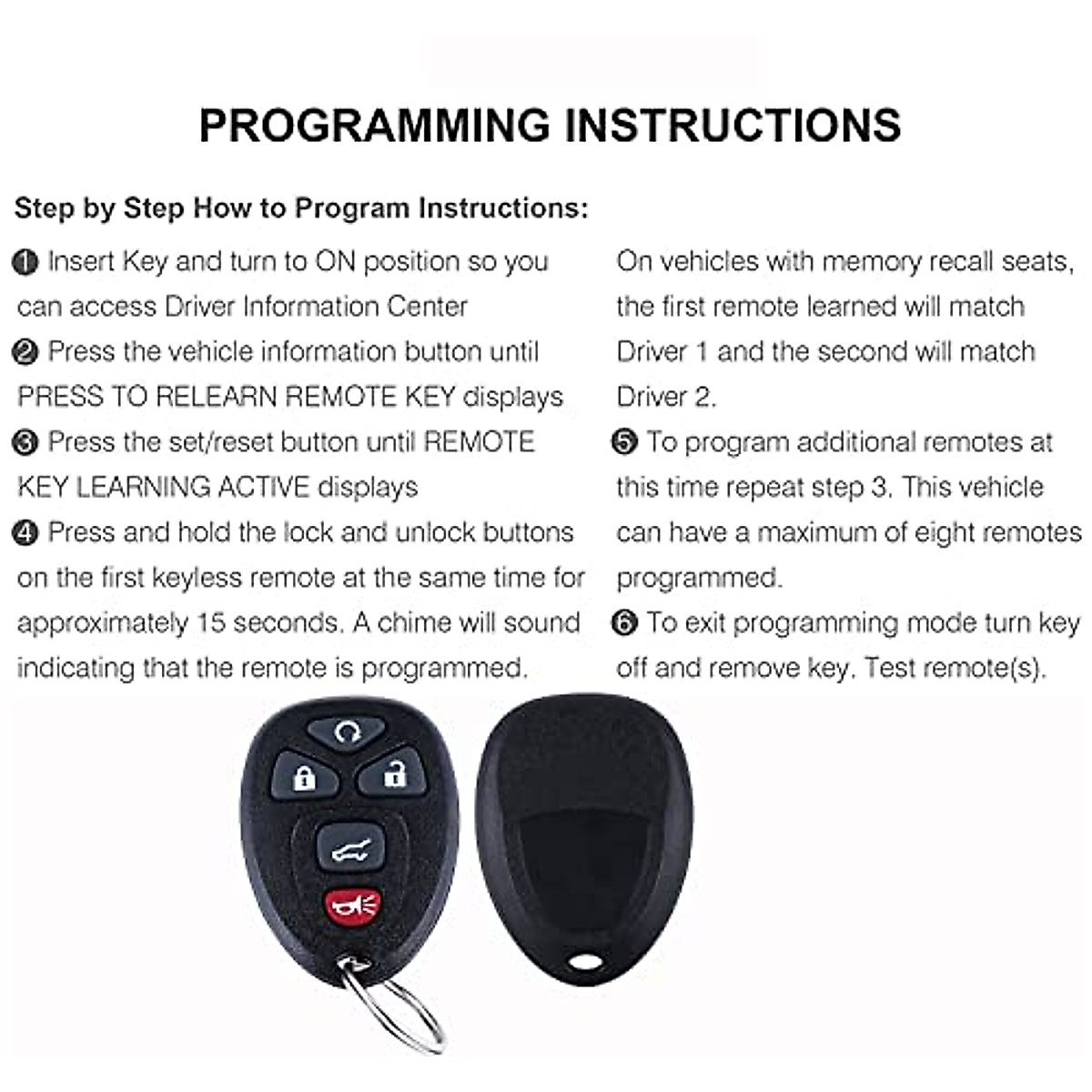 Keyless Entry Remote Control Car Key Fob for 2007-2016 Chevy Suburban Tahoe Traverse/Buick Enclave/GMC Acadia Yukon/Cadillac Escalade FCCID: OUC60270 OUC60221(5Btn 2 Pcs)