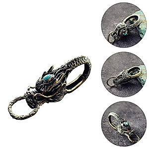 VALICLUD Dragon Head Keychain Vintage Feng Shui Chinese Dragon Bead Key Ring Good Luck Key Holder Car Purse Bag Charm Pendent for Safely Wealth Porsperity Success