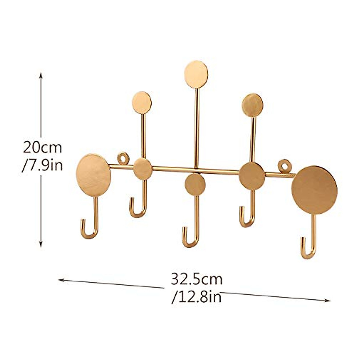 dedoot Coat Hooks Wall Mounted, Metal Coat Rack 5-Hook Gold Heavy Duty Entryway Hook for Clothes Hat Key Towel and Bag