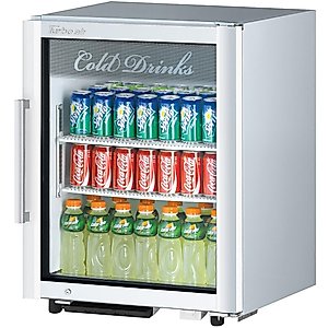 Turbo Air TGM-5SDW-N6 Super Deluxe Refrigerated Merchandiser - 4.45 cu. ft., Lockable Glass Door, LED Lighting, White Interior, Rear Mount Compressor - Commercial Display Fridge