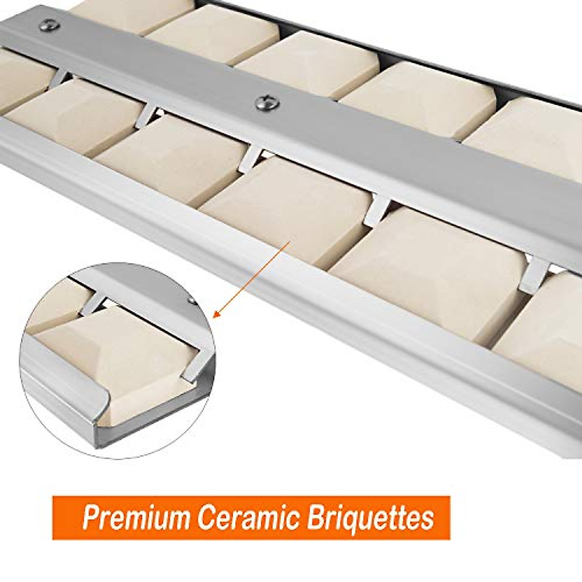MixRBBQ Grill Briquette Tray & Briquettes Set for Viking Grill VGBQ13002 VGBQ33002RE VGBQ53024 VGBQ13603 VGBQ54224, Stainless Steel Heat Plate and Ceramic Briquettes Set (18-1/8" L X 5-7/16" W)