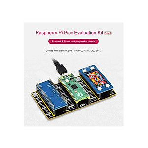 waveshare for Raspberry Pi Pico Evaluation Kit B Include Pi Pico Board with Pre-Soldered Header,1.14inch RGB Color LCD, 10DOF IMU Sensor Module,Dual GPIO Expander,Breadboard