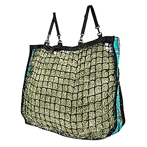 Kensington Slow Feed Hay Bag with Extra-Durable Nylon Straps Designed for Better Digestion, Colic-Free Feeding, 4 Flake, Black Ice