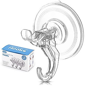 Antimbee 3-Pack Suction Cup Hooks, Strong Vacuum Cup Hanger for Shower, Glass Door Window Christmas Wreath Suction Holder Hanger (Transparent Dual Hooks Design)