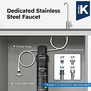 Pureal Hybrid Home PPU-1700D Under Sink Water Filter System with Faucet, 20K Gallons, NSF/ANSI 42&372, Mineral Sediment Carbon Block KDF Polyphosphate Filter for Scale & Lead & Chlorine