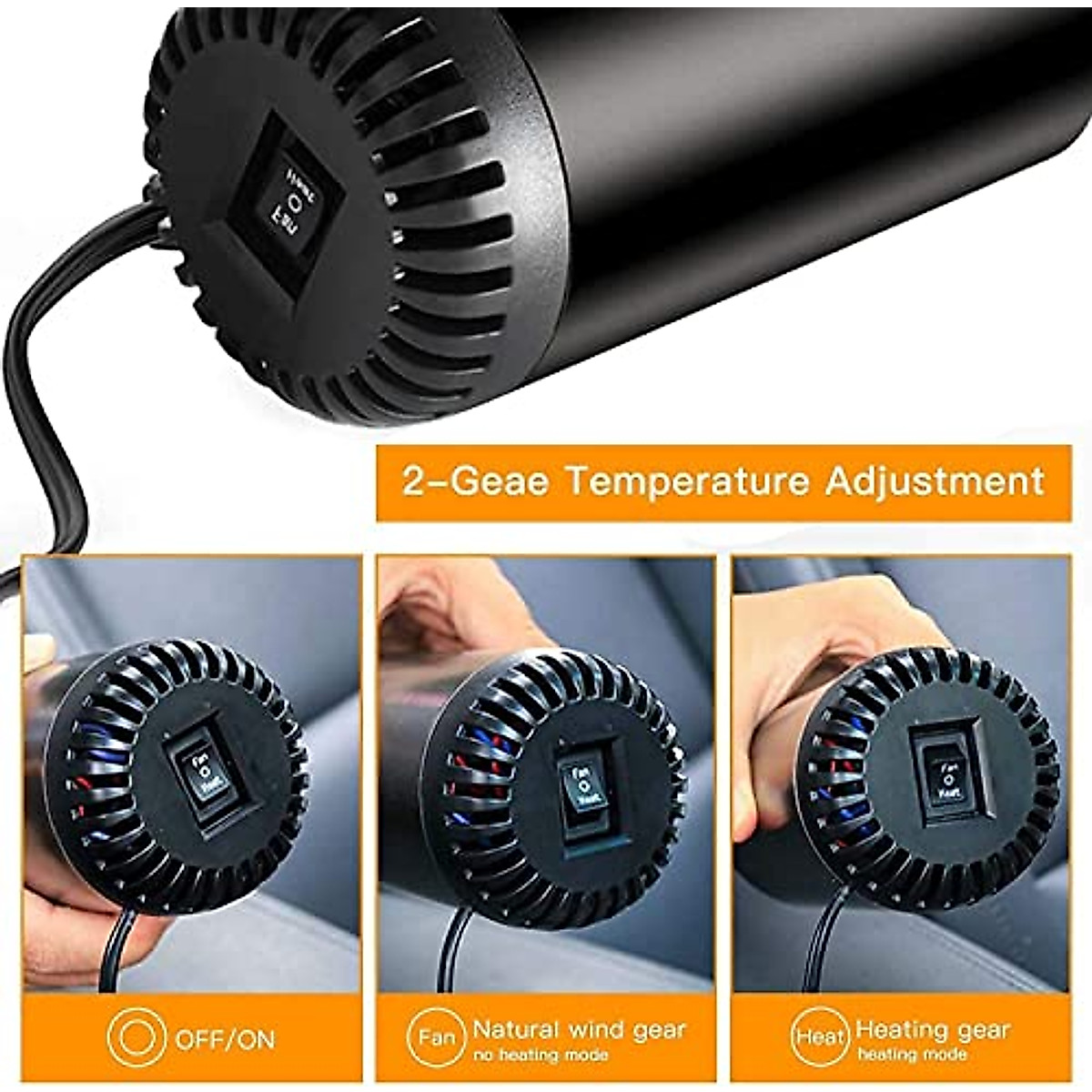 Car Heater, 12V 150W Portable Windshield Defogger and Defroster, 2 in1 Heating & Cooling Fast Heating Defrost Defogger with Plug in Cigarette Lighter for All Cars
