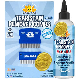 Bodhi Dog Tear Eye Combs | Removes Stains for Dogs and Cats | Clean and Remove Crust, Dirt, Buildup around Pet Eyes | Safe & Gentle on Delicate Fur | (Tear Eye Combs Bundle, Set of Two)