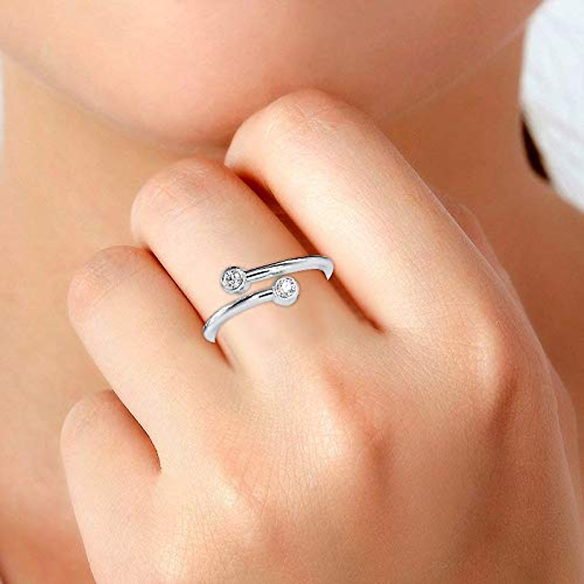 Certified Adjustable Diamond Ring Studded with 0.13 Ct Round Natural Diamond in 18K White/Yellow/Rose Gold for Women on Her Wedding Celebration (Color-Clarity: IJ-SI)