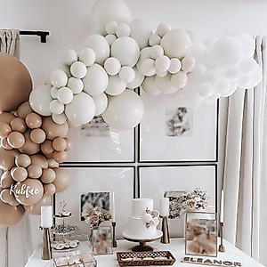 RUBFAC Double Stuffed White Balloons Different Sizes 18 12 5 Inches for Garland Arch, Premium White Latex Balloons for Birthday Baby Shower Graduation Wedding Anniversary Party Decorations