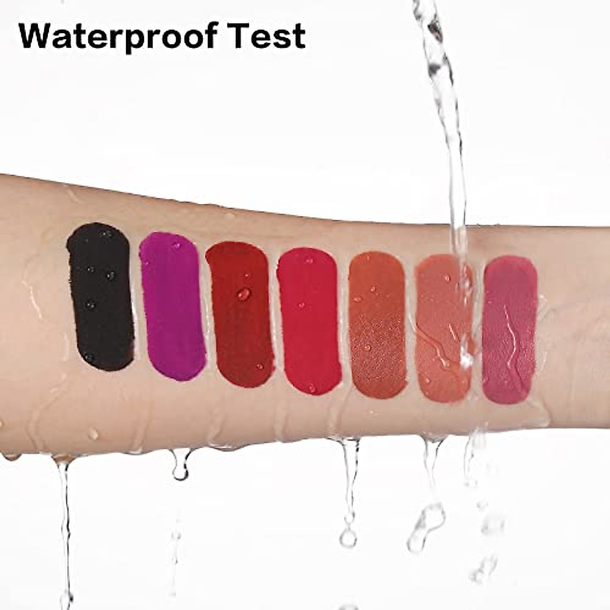 QiBest 7Pcs Matte Liquid Lipstick wiith 1Pcs Lip Plumper Makeup Set, Waterproof Lip Gloss Sets Kit Pigmented Long Lasting Velvet Lip Makeup Gift for Women and Girls