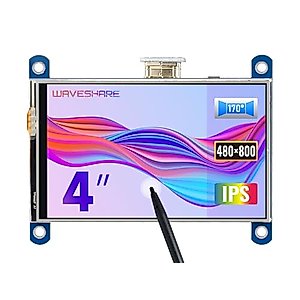 waveshare 4inch Resistive Touch Screen LCD Compatible with Raspberry Pi 4B/3B+/3A+/2B/B+/A+/Zero/Zero W/WH/Zero 2W CM3+/4 480×800 Resolution HDMI IPS Low Power Consumption Supports Windows