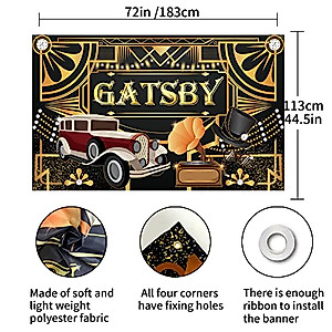 MELTELOT The Great Gatsby Themed Backdrop Banner, Retro Roaring 20's Party Art Decor 20s Birthday Adult Photography Background Happy 1st Birthday Wedding Decoration 6x4ft