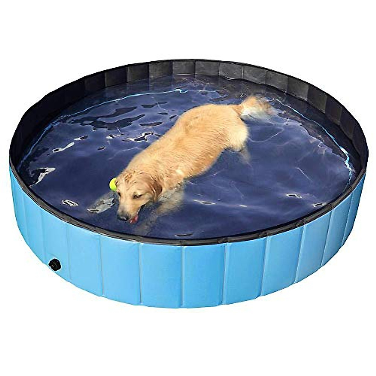 Foldable Dog Pool for Large Dogs - KizmetKare Portable Kiddie Pool Plastic Pet Bath Tub, Outdoor Dog Swimming Pool (XL - 63" X12")