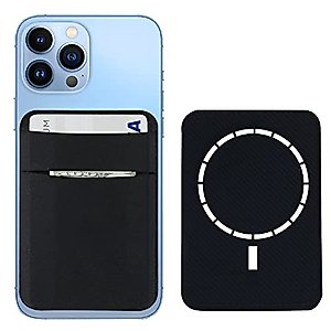 YesDoes Magnetic Phone Card Holder,Compatible with MagSafe,Stretchy Lycra Double Pocket Wallet,Credit ID Card Cash Pouch,Mag Safe Phone Sleeve Case,Design for iPhone 14,13,12,Plus,Pro,Pro Max Black