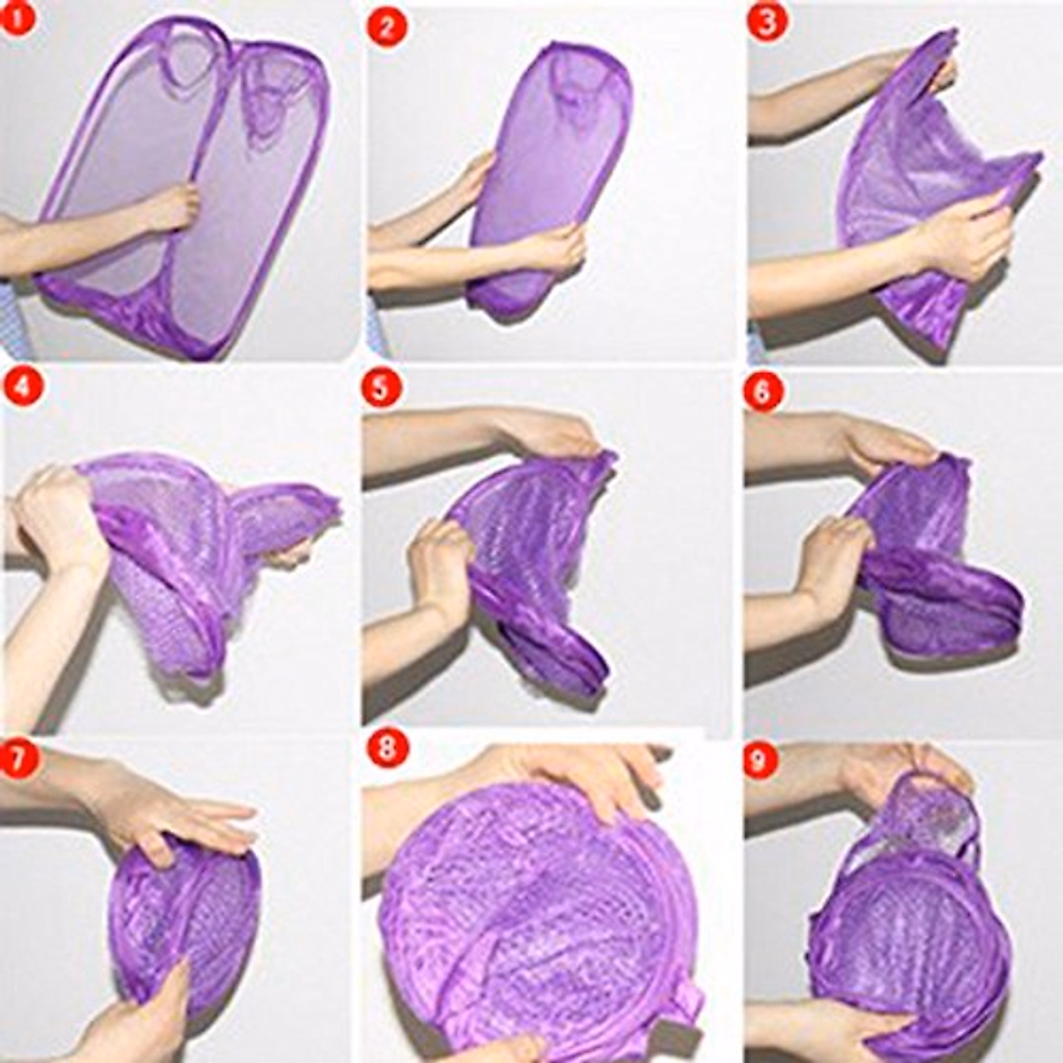 Plus Mi Life 3 Pack Pop Up Folable Laundry Basket Mesh Hamper Washing Clothes Bag Storage Bin